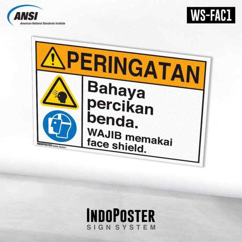 Jual Stiker K3 Safety Sign Standar Ansi Iso Bahaya Percikan Benda (s ...