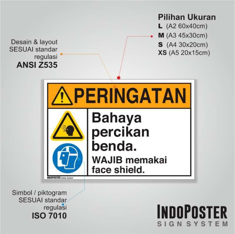 Jual Stiker K3 Safety Sign Standar Ansi Iso Bahaya Percikan Benda (s ...