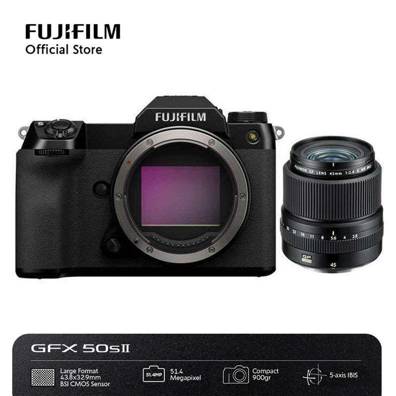 Jual FUJIFILM GFX50S II Body Only PWP GF45mm F2.8 R WR Mirrorless Medium Format GFX 50S II di ...