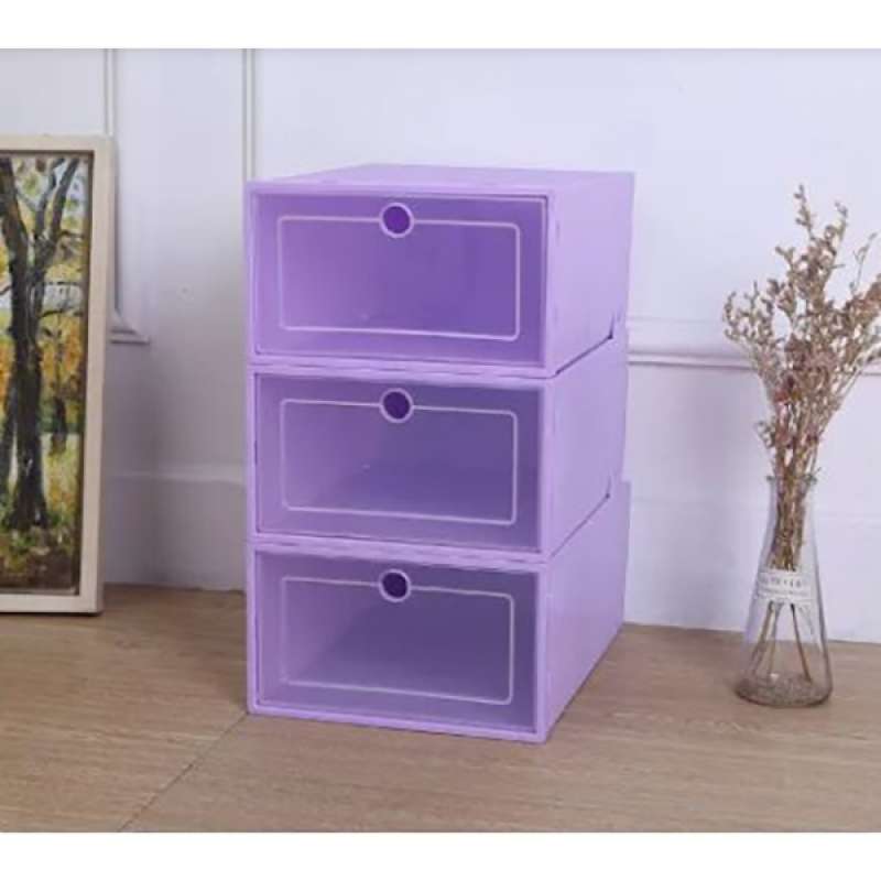 Jual Kotak Sepatu Warna Transparan Lipat Tebal Shoes Storage Box ...