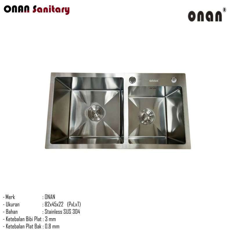 Jual Kitchen Sink ONAN 8245 Stainless 3mm 2 Hall di Seller Onan ...
