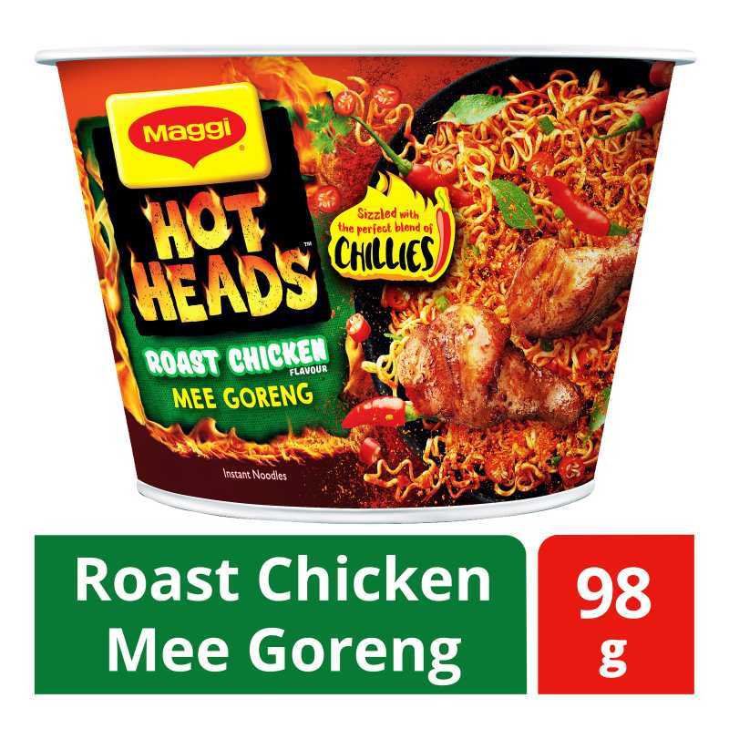 Jual Maggi Hot Heads Instant Bowl Noodle Roast Chicken Mee Goreng 98g ...
