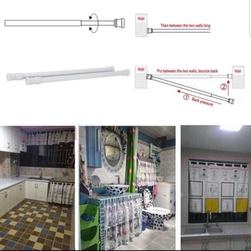 Jual Tiang Tirai Kain Gorden Tanpa Paku Gantung Fleksibel Horden - 60 ...