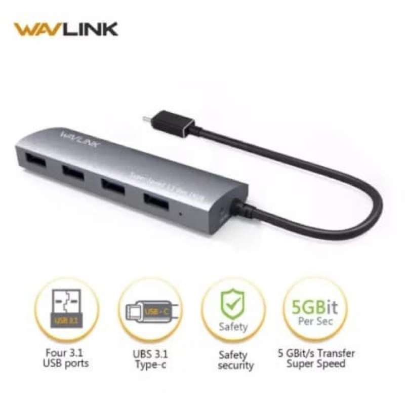 Promo WAVLINK USB HUB 3.0 Type C to USB HUB 4 PORT ADAPTER MAC METAL ...