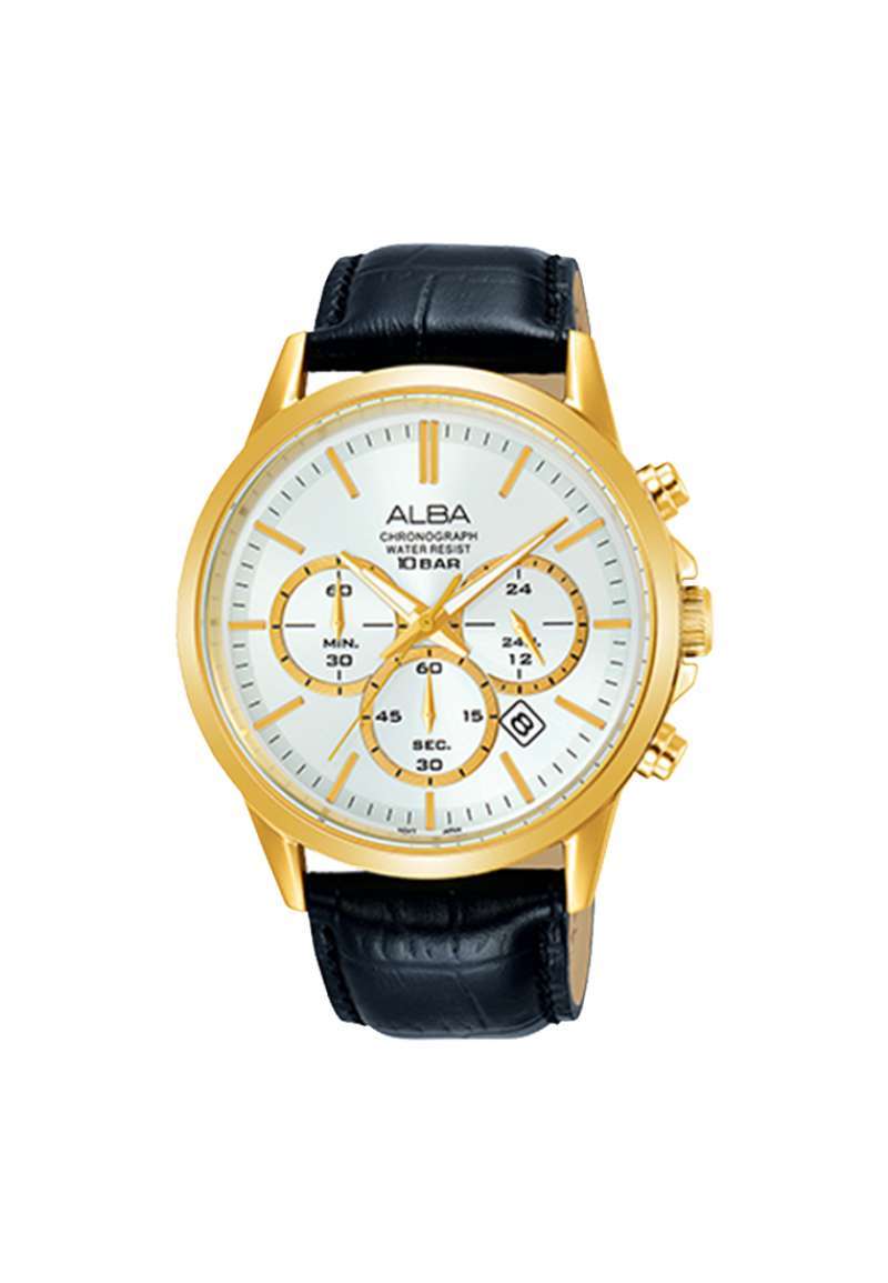 Jual Jam Tangan Pria Alba Original AT3B96 Strap Black Leather Quartz ...