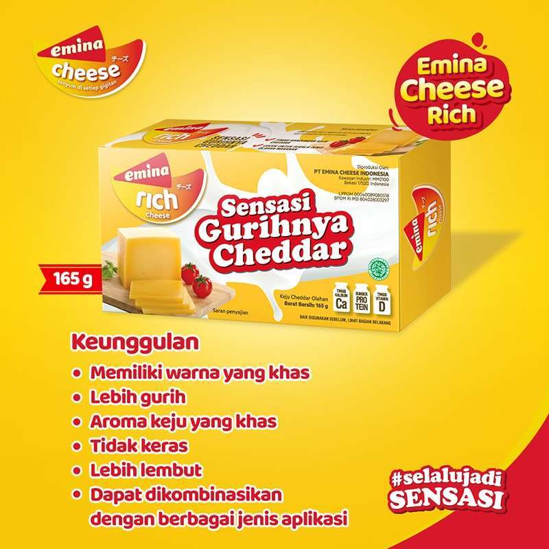 Jual Emina Rich / Mild / Mozza Cheese 160g - Keju Cheddar / Moza Kotak ...