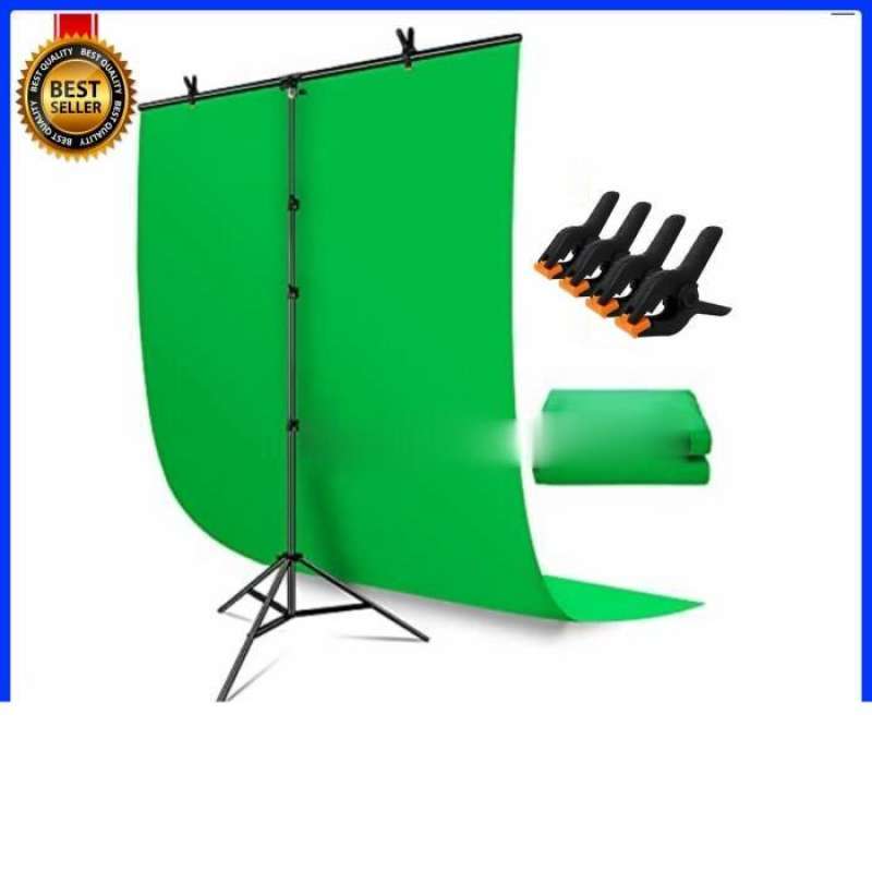 Promo Stand Background Green screen T-shape Backdrop 200x200cm layar ...