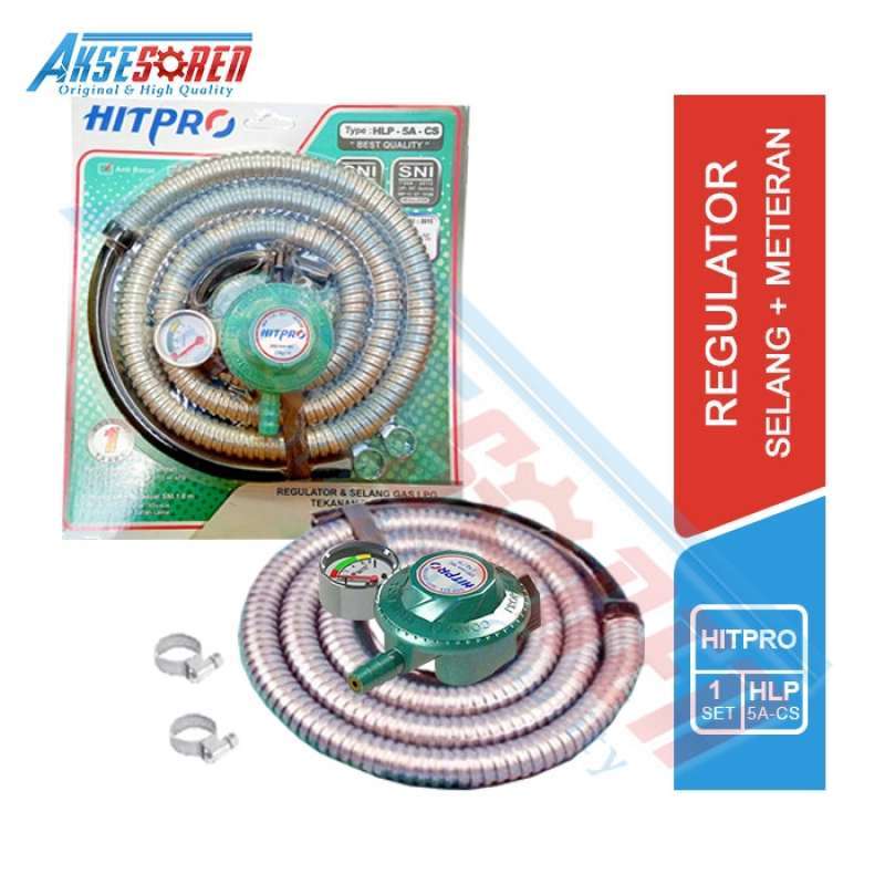 Jual 1 Set Regulator Gas Meteran + Selang Hitpro [HLP-5A-CS] / Selang ...