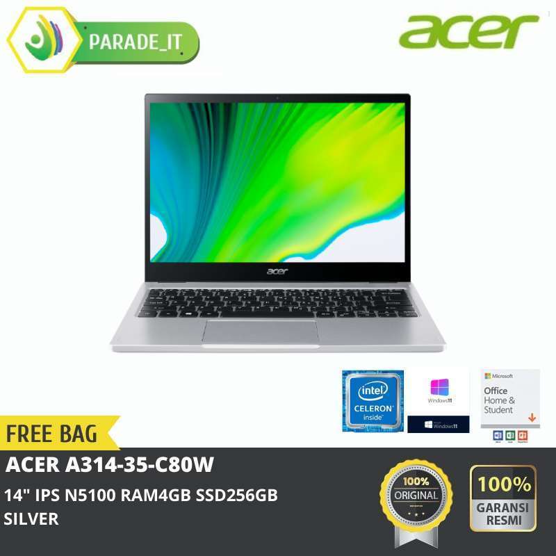 Jual ACER A314-35-C80W (14IPS,N5100,4GB,256GB,W11+OHS,SLR,NX.A7SSN.00C ...