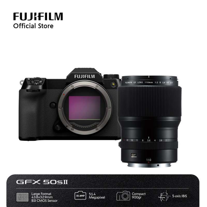 Jual Fujifilm GFX50s II Body Only PWP Fujinon GF 110mm f/2 R LM WR Mirrorless Medium Format GFX ...