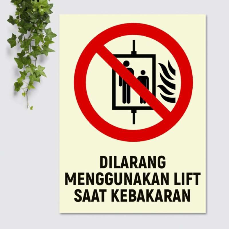 Jual Hiasan Dinding Pajangan Kayu Sign Dilarang Gunakan Lift Saat ...