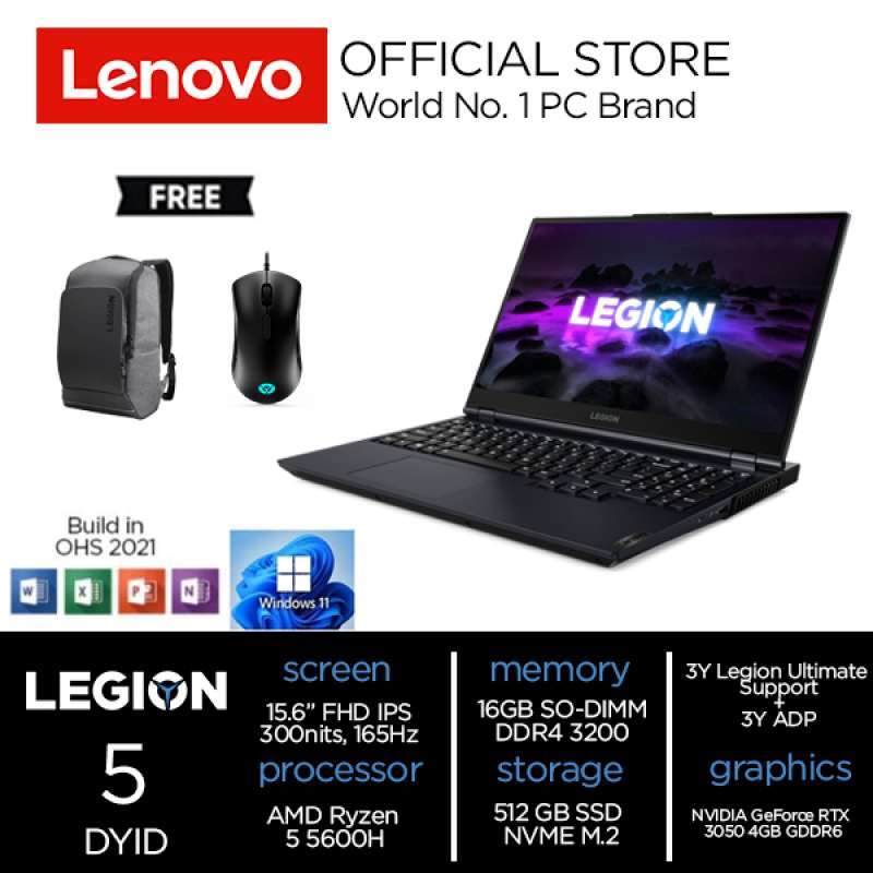 Promo Lenovo Legion 5 15ach6 Dyid Laptop Gaming [amd Ryzen 5-5600h/16gb ...