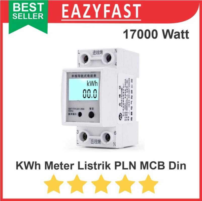 Jual KWH Watt Volt Ampere Meter Listrik PLN MCB Din Panel LCD 200V AC ...