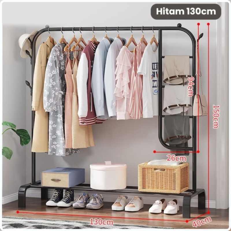 Jual Rak Jemuran Baju Rak Gantungan Pakaian Baju Besi Tas Topi Double ...