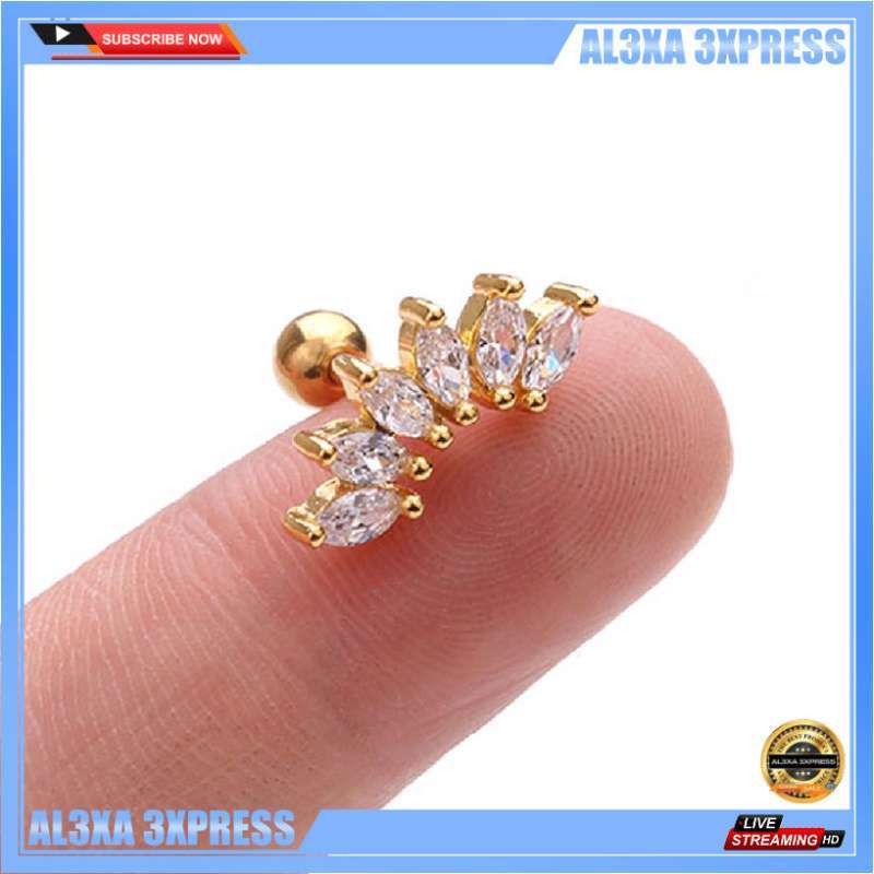 Promo Anting Stud Tindik Bentuk Barbel Aksen Kristal Tulang Rawan Teli ...