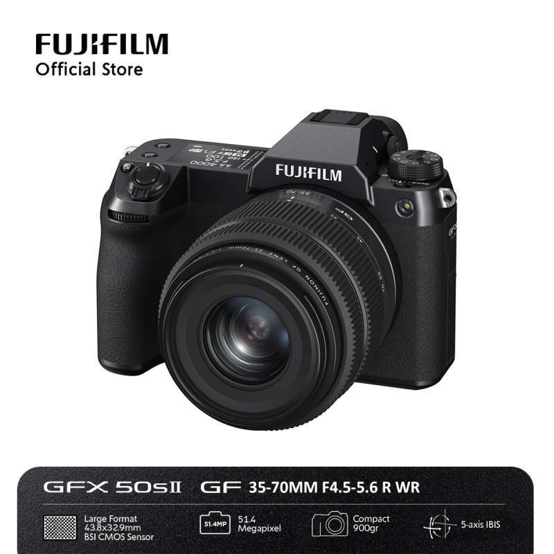 Jual Fujifilm GFX50s II kit GF35-70mm promo PWP GF 30mm F3,5 R WR Mirrorless Medium Format GFX ...