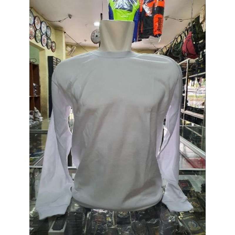 Jual Kaos oblong Putih Polos Lengan Panjang - Kaos dalaman putih Polos ...