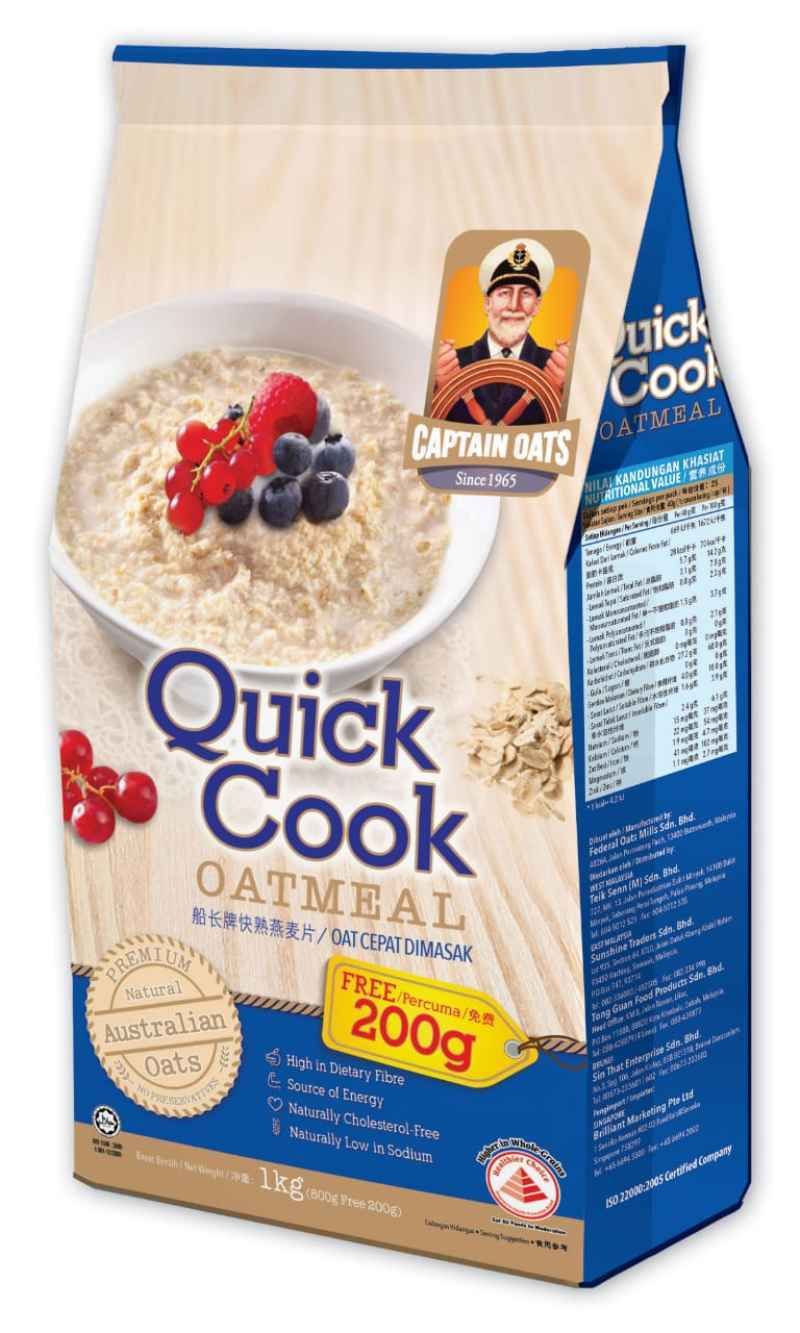 Jual WHS - Captain Oats Quick Cook Oatmeal [800 g] Free 200 g di Seller ...