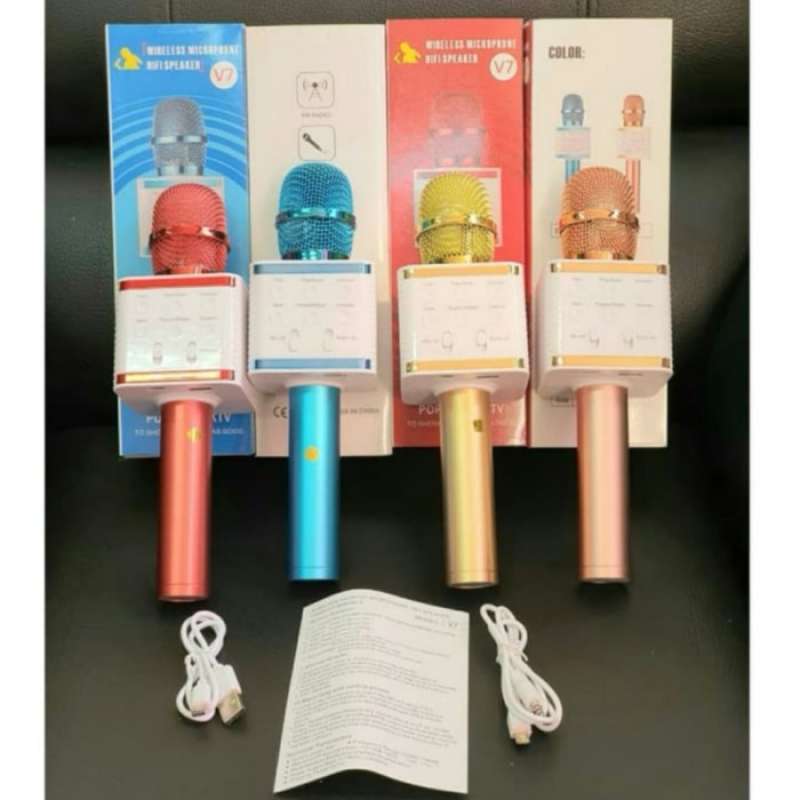 Jual Mic Karaoke Microphone Bluetooth Mikrofon Wireless Wster New V7 Di ...