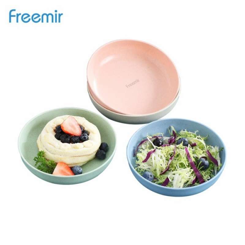 Promo freemir Piring Wheatstraw Round Plate BPA free Warna Warni set 4 ...