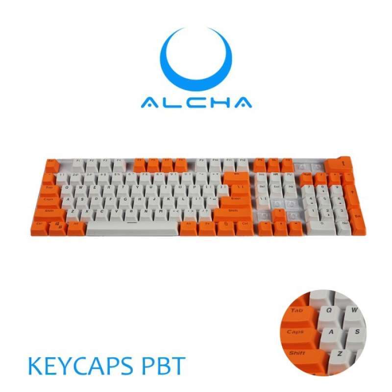 Jual Alcha Keycaps Pbt Backlit Mechanical Keyboard White - Orange di ...