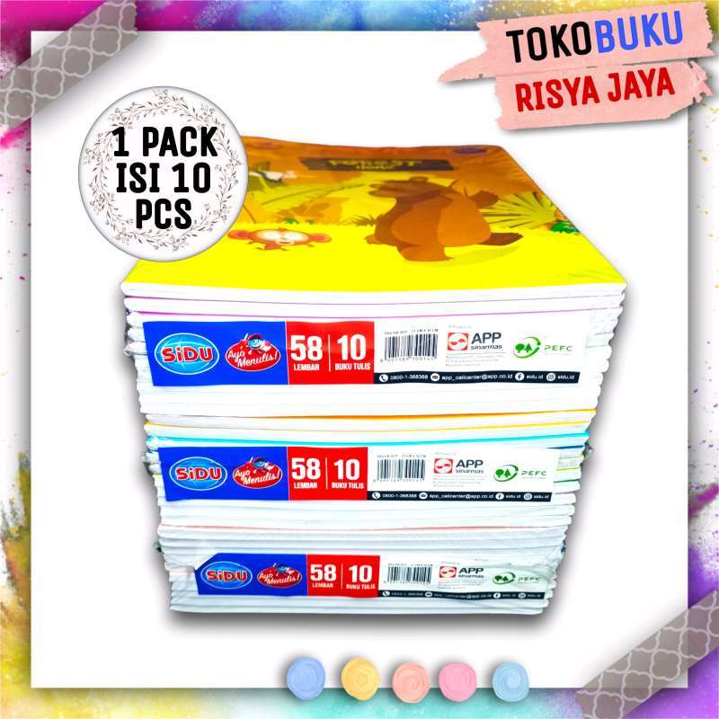 Promo (1 Pack = 10 Pcs) Buku Tulis Sidu Ukuran A5 58 Lembar Diskon 52% ...