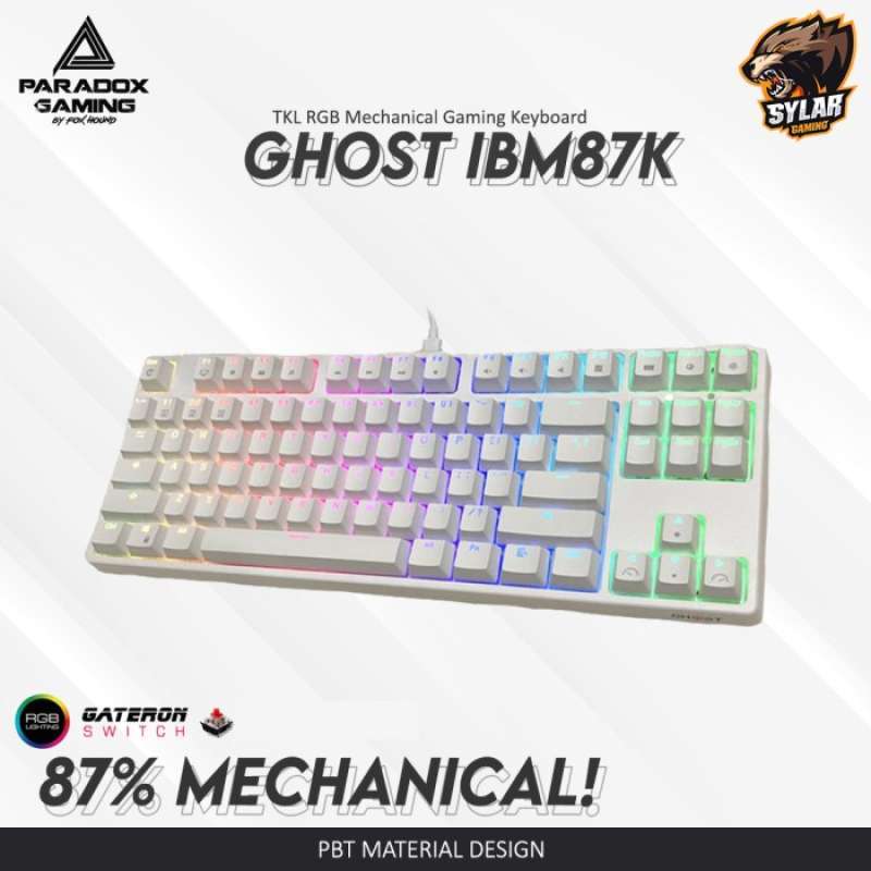 Promo Paradox Ghost Ibm87K Rgb Mechanical Gaming Keyboard White Case ...