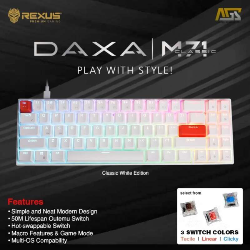 Jual Rexus Daxa M71 Classic White - Gaming Keyboard di Seller METALIC ...