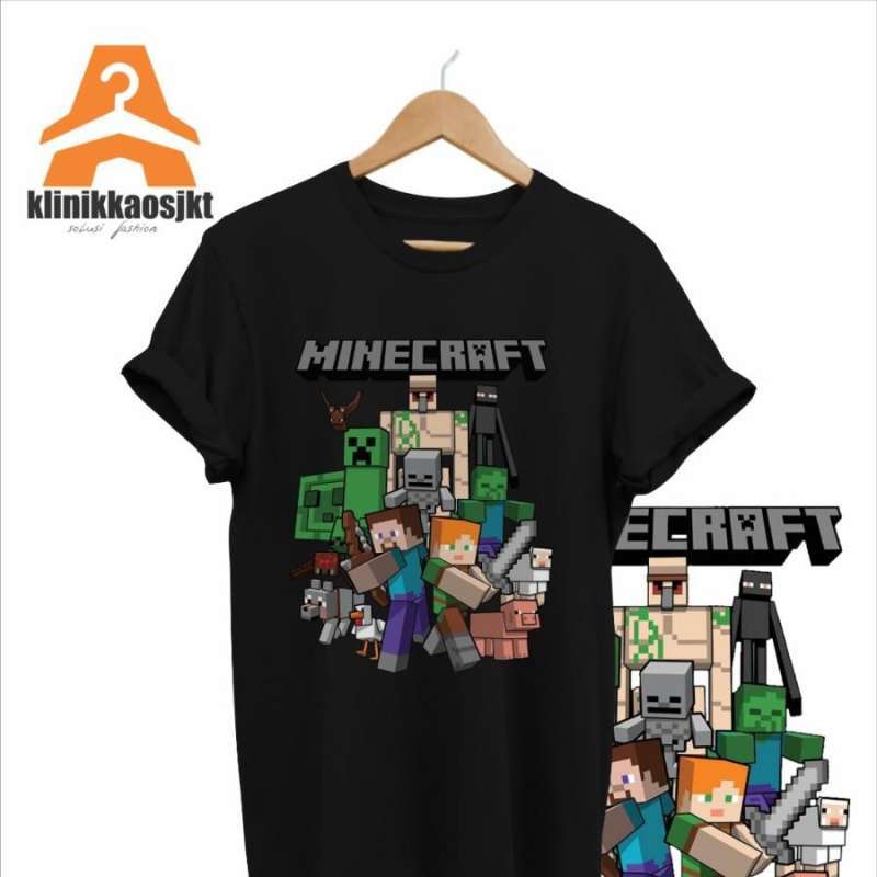 Jual KAOS - BAJU GAME MINECRAFT CHARACTER WITH SWORDS - TSHIRT ...