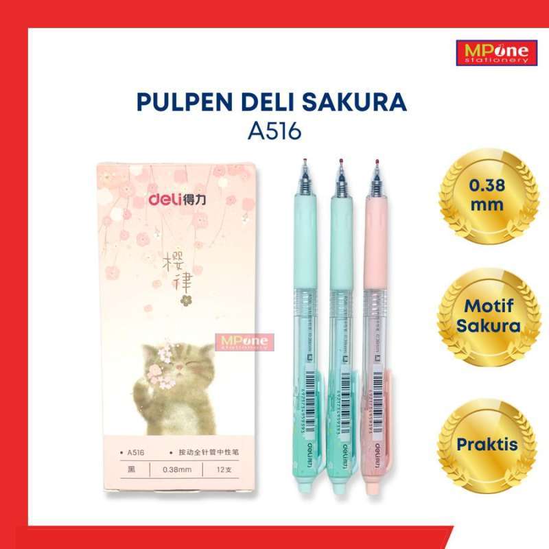 Jual Pulpen Deli 0.38 Mm / Pulpen Gel Sakura Deli / Pulpen Cetek Cetek ...