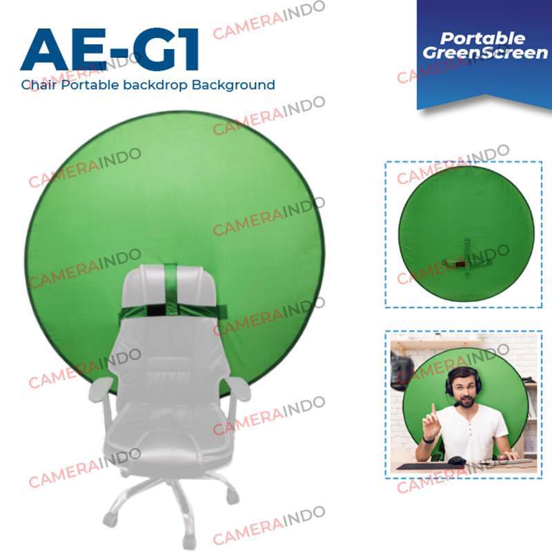 Jual AE-G1 Portable Green Screen Chair Portable backdrop Background di ...