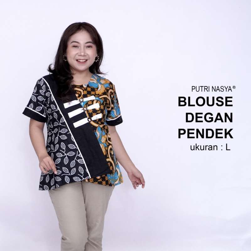 Jual Atasan Batik Jumbo Wanita Kerja Blouse Big Size Batik Wanita S M L