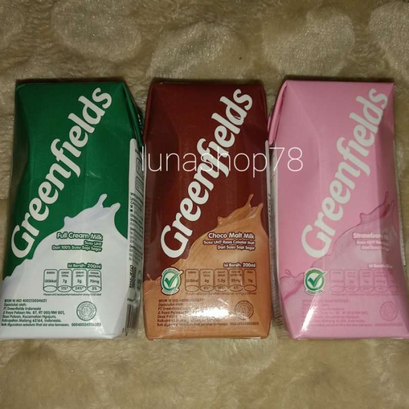 Jual Susu Uht Greenfields Full Cream / Choco Malt / Strawberry Milk 200ml Di Seller Atozphere ...