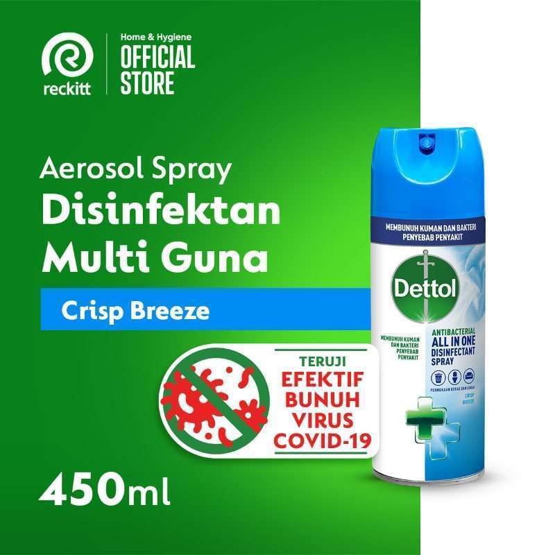 Promo Dettol Crisp Breeze Disinfectant Spray [450 mL] Diskon 31% di ...