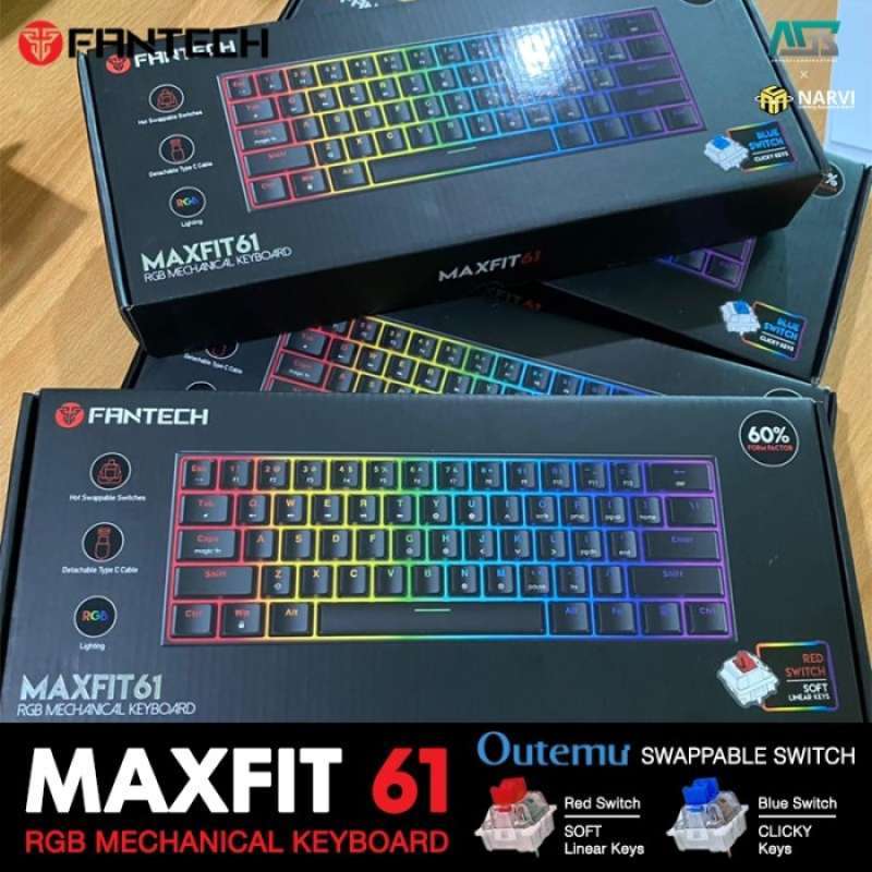 Jual FANTECH MAXFIT61 MK857 60% (BLACK) wired Mechanical - GAMING ...