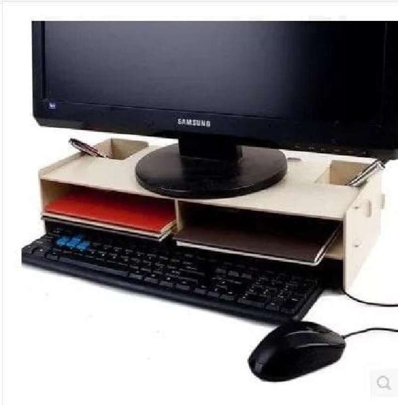 Jual Rak komputer Keyboard Kayu Wooden Shelf 2 susun RACK dekstop ...