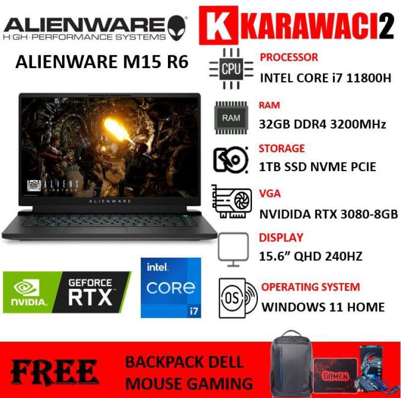 Jual Laptop Dell Alienware M15 R6 I7 11800h 32gb Ssd 1tb Rtx 3080 15.6 ...