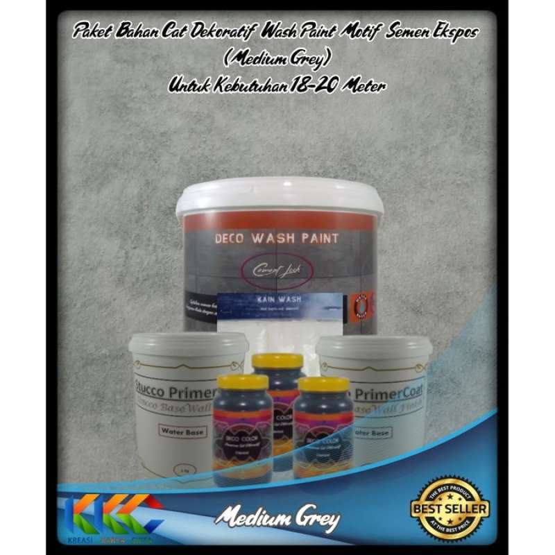 Jual Paket Cat Deco Wash Paint Medium Grey - Motif Semen Ekspos 18-20 ...