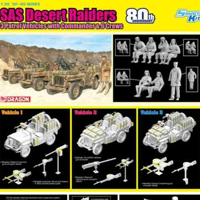 Jual SAS DESERT RAIDERS 3 PATROL VEHICLES Skala 1:35 Mokit Dragon di ...