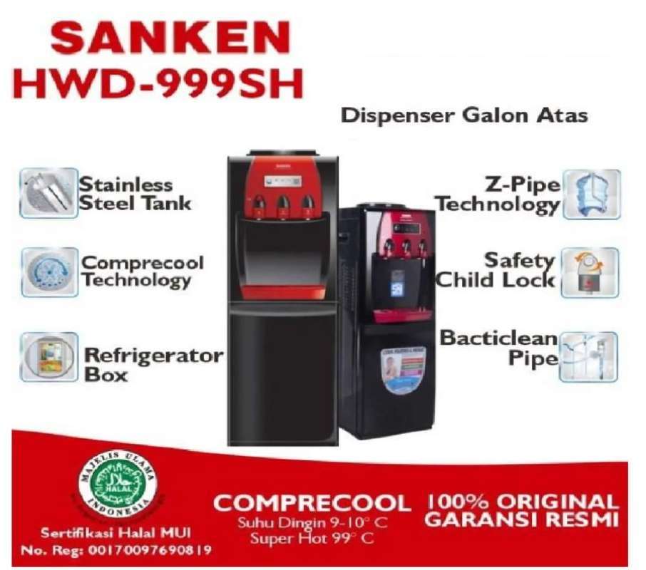 Jual Sanken Dispenser HWD-999 SH Top Loading Refrigerator - Hitam - di ...