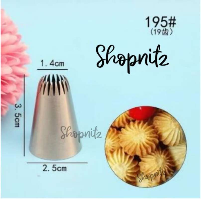 Jual SPUIT #195 NOZZLE PIPING CETAKAN DEKORASI CAKE KUE TIPS PASTRY ...