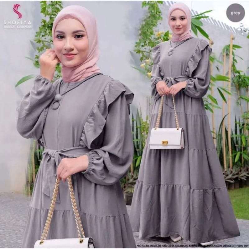 Jual Baju Gamis Crinkle Fashion Wanita Dress Kondangan Gamis Hitam ...