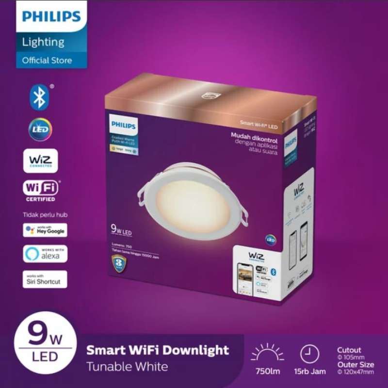 Jual PHILIPS Smart WIFI LED Downlight 9W 9 W 9 Watt Tunable White Putih ...
