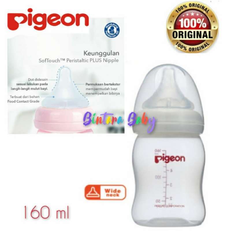 Jual Jual Botol Susu Pigeon Wide Neck Peristaltic Plus Nipple ...