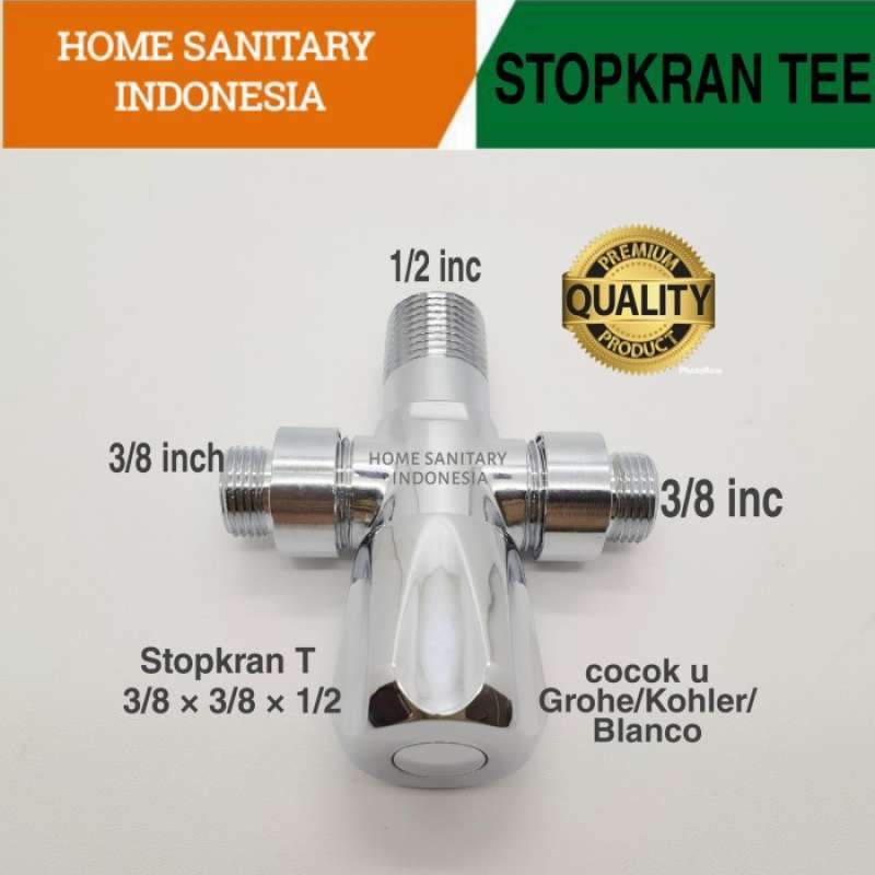 Promo Stop Kran T 3/8 Ã— 3/8 Ã— 1/2 Keran air T Join kuningan tebal di ...