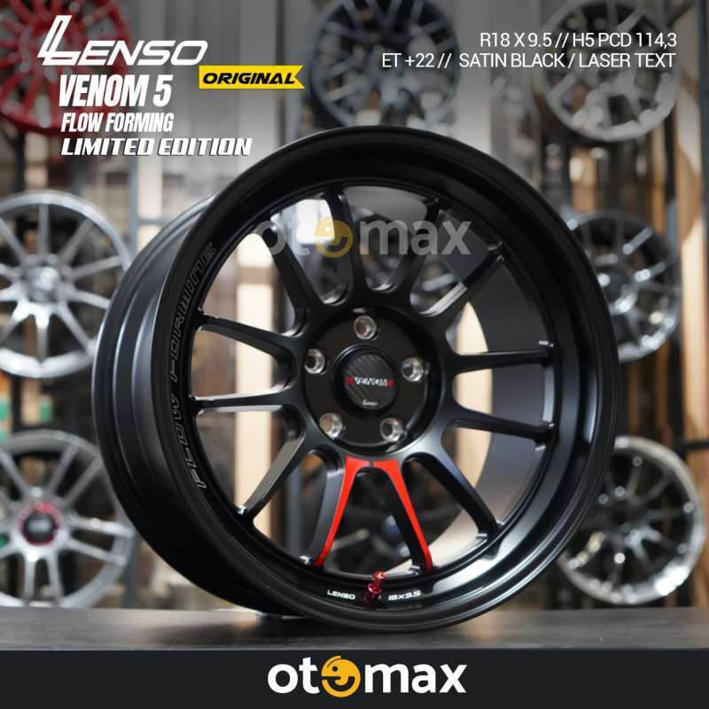 Jual Velg Mobil Lenso Venom 5 Limited Edition Ring 18 H5 Satin Black/Laser Text di Seller OTOMAX ...