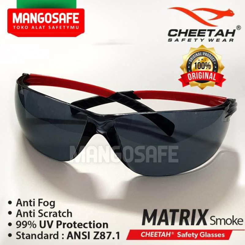 Jual Cheetah Matrix Smoke Kacamata Safety Glass Anti Fog Uv Protect ...