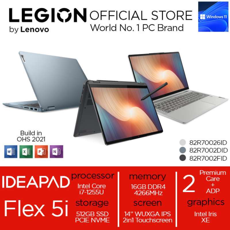Jual LENOVO FLEX 5 14IAU7 2DID 82R7002DID Intel I7 1255U 16GB 512GB SSD WUXGA TouchScreen