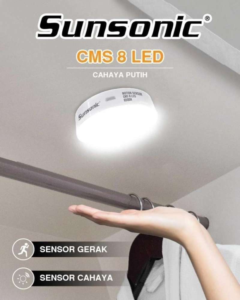 Jual LAMPU LED SUNSONIC CMS 8 LED PORTABLE SENSOR GERAK DAN SENSOR ...