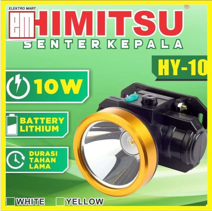 Jual Senter Kepala 10w 10 Watt Super Led Himitsu HY 10 Cas Lithium ...